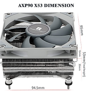 Thermalright AXP-90 X53 Low Profile CPU Air Cooler with Quite 90mm TL-9015 PWM Fan, 4 Heat Pipes, 53mm Height, for AMD AM4/Intel LGA 1150/1151/1155/1156/1200 (AXP-90 X53)