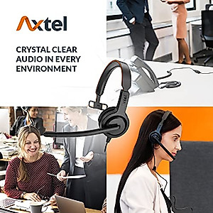 Axtel Bundle Voice 40 Mono NC with AXC-01 Cable | Noise Cancellation - Compatible with Avaya 2400/4600 Series, Mitel 6800 Series, NEC DTL/ITL Series, Nortel, Polycom VVX Series