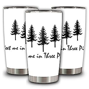 DOINB TIAN Insulated Tumbler Meet Me In Three Pines Stainless Steel Coffee Cup 20 Oz Vacuum Tumblers Travel Mug, White
