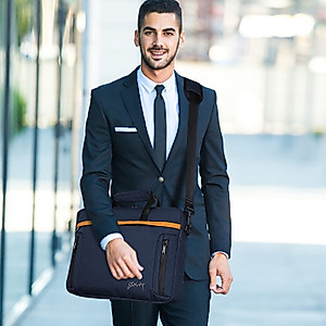 BE SMART Business Laptop Carrying Case bag, Briefcase Messenger Bag fits 15.6 inch Computer, Crossbody Shoulder Bag with RFID Pocket for Work or travel, Man & Woman