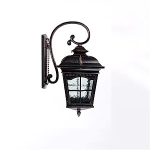 Zziyj Aluminum Waterproof Glass Cross E27 Waterproof Wheel Mall Hotel Home Garden Exterior Wall Light Lantern Rainproof Retro Victoria Classic Wall Lamp Balcony Terrace Wall Sconce
