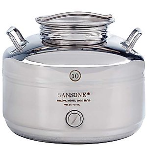 Sansone Stainless Steel Water Dispenser with Spigot, 2.64 Gallon, 10 Liter, Silver