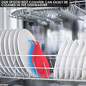 4Pcs Silicone Spoon Rest Set Kitchen Accessories - Heat Resistant Utensil Rest for Cooking Ladle Spoon Rest for Stove Top - Silicone Spatula Rest Spoon Rest Holder for Stove Top Kitchen Gadgets