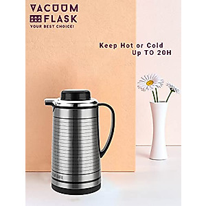 Bright Stainless Steel insulated Vacuum Flask Thermos, Keeps Hot/Cold water up to 20 Hours, Stainless Steel Double Wall Vacuum Glass Themros (1.6L)