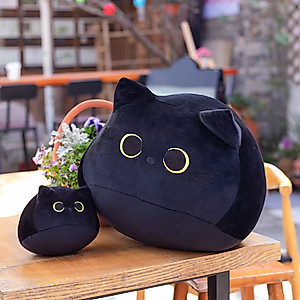 SecretCastle Black Cat Plush Toy Pillow Soft Plush Doll Cat Plushie Cat Pillow,Stuffed Animal Lifelike Toys (7.8‘’/20 cm)