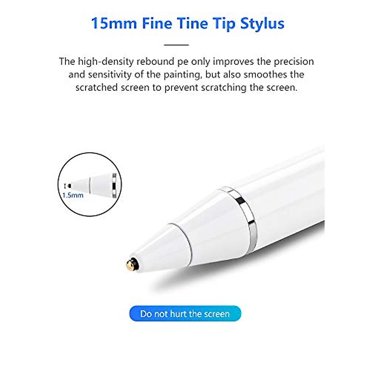 Stylus Pens for Touch Screens,Stylus Pencil Compatible for Apple,Active Pencil Smart Digital Pens Fine Point Stylist Compatible with iPhone iPad Pro Air Mini and Other Tablets (White)