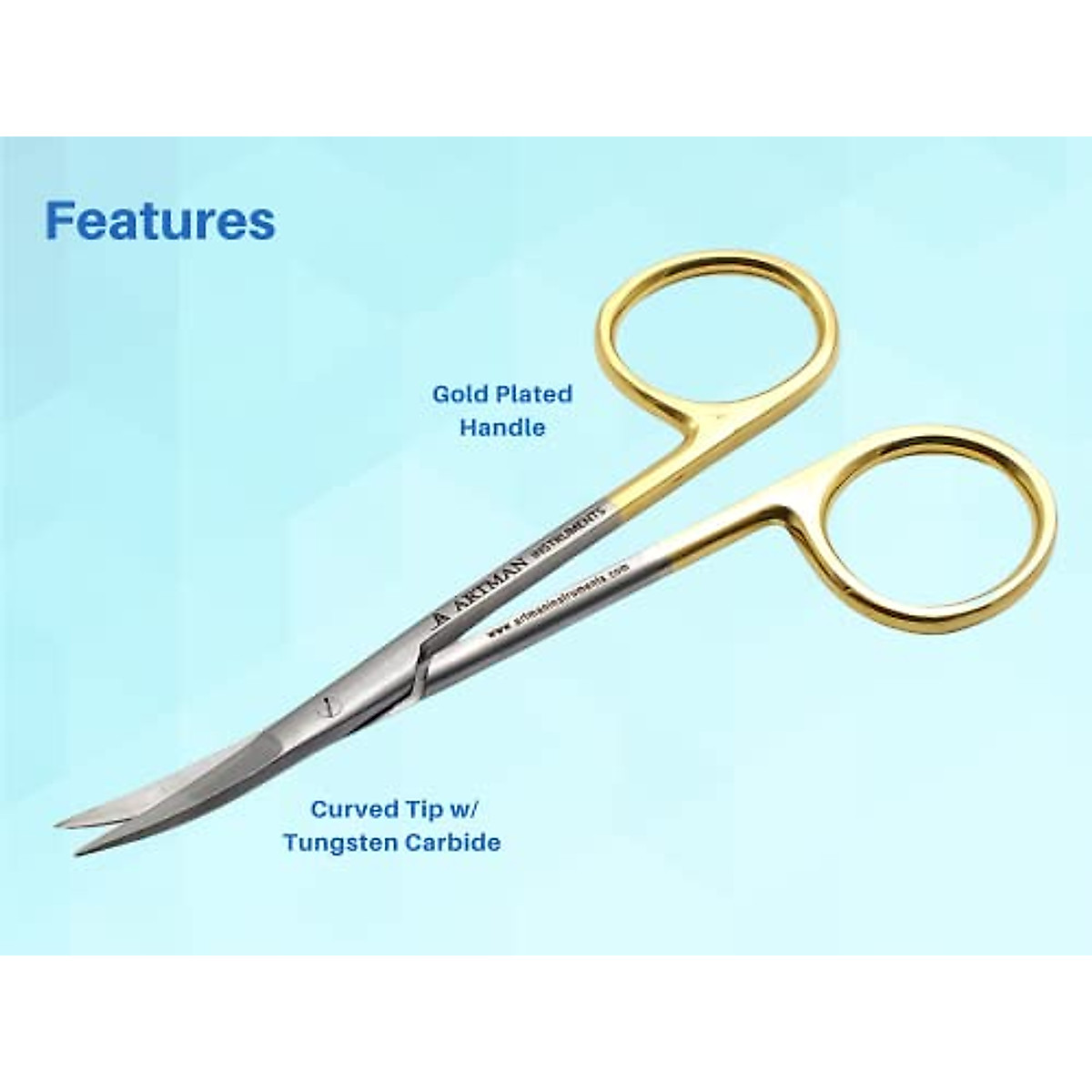 Scissors 4.5 inch curved Gold Plated handle Dental Surgical Gum Scissors BY Wise Linkers