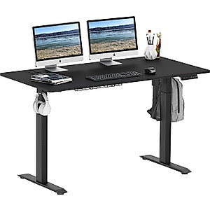 SHW 55-Inch Large Electric Height Adjustable Standing Desk, 55 x 28 Inches, Black