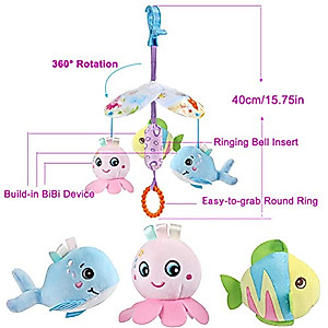 YOYIKER Baby Toys Stroller Toy Clip On Car Seat Toys for Infant, Babies Hanging Toy with Rattle for Toddlers Gift (Marine Animals)