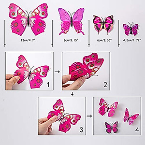 36PCS Butterfly Wall Decals - 3D Butterflies Decor for Wall Sticker Removable Mural Stickers Home Decoration Kids Room Bedroom Decor (Blue)