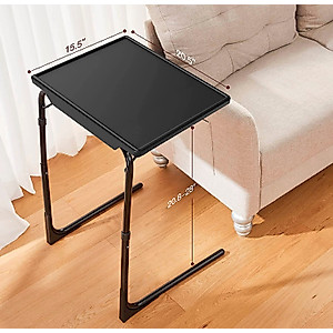 Totnz TV Tray Table, Folding TV Dinner Table Comfortable Folding Table with 3 Tilt Angle Adjustments for Eating Snack Food, Stowaway Laptop Stand,Black