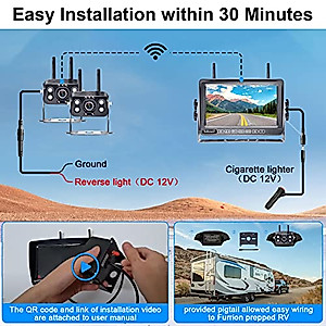 DoHonest RV Backup Camera Wireless HD 1080P 2 Infrared Night Vision Bluetooth Rear View Cam 7‘’ DVR Touch Key Monitor Kit Adapter for Furrion Pre-Wired RV Trailer Truck Camper Van 4 Channels V23