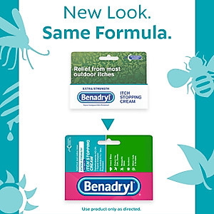 Benadryl Extra Strength Itch Stopping Anti-Itch Cream with Histamine Blocker, Diphenhydramine HCl Topical Analgesic & Zinc Acetate Skin Protectant for Relief from Most Outdoor Itches, 1 oz