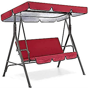 Patio Swing Canopy Waterproof Top Cover Set, Courtland Swing Replacement Awning Canopy Covers for Swing Chair Glider All Weather Protection Outdoor Garden Furniture(Dark Green, Three-seater76.77in)