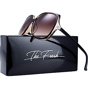 The Fresh Women's Square Jackie O Hybrid Butterfly Fashion Sunglasses - Exquisite Packaging (727704-Crystal brown/Black paint, Gradient Brown)