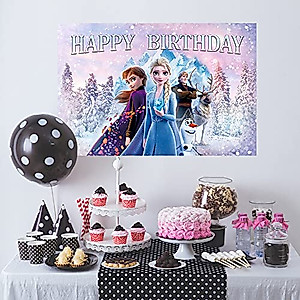 ASCLO Frozen 2 Backdrop for Birthday Party Supplies 5x3ft Frozen Photo Backgrounds Elsa Theme Baby Shower Banner for Birthday Cake Table Decoration, white, One Size