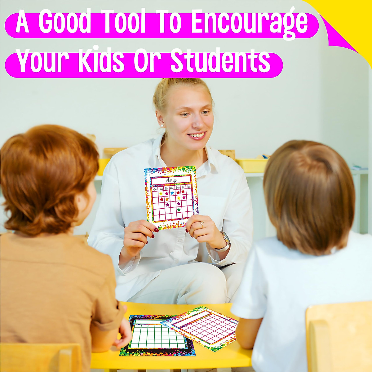 66 Pack Classroom Incentive Chart in 2 Designs with 2024 Star Stickers for Classroom Teaching or Family Using