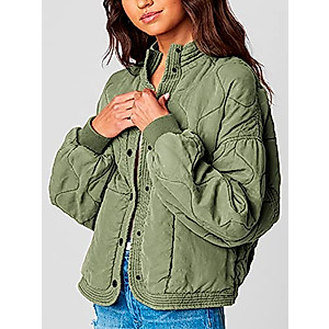 [BLANKNYC] womens Jacket, Everyday Adult Coat Luxury Clothing Tencel Drop Shoulder Quilted Jacket, Burnt Sage, Small US