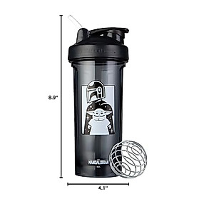 BlenderBottle Star Wars Shaker Bottle Pro Series Perfect for Protein Shakes and Pre Workout, 28-Ounce, Mandalorian & Child