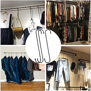 HiGift 8 Pack 12 Inches Extension S Hooks for Hanging Plant Basket Outdoor Bird Feeder House, Heavy Duty Long S Shaped Hook for Kitchen Pots and Pans, Patio Decoration, Towels, Clothes, Black