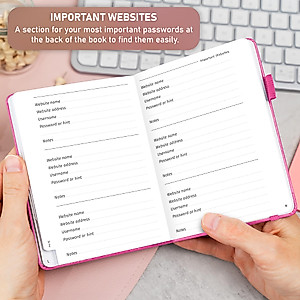 GoGirl Password Book with Alphabetical tabs - Internet Address & Password Keeper Logbook for Password Organization. Journal Notebook for Saving Website Logins Pocket Size 4.0"x5.5", Hot Pink