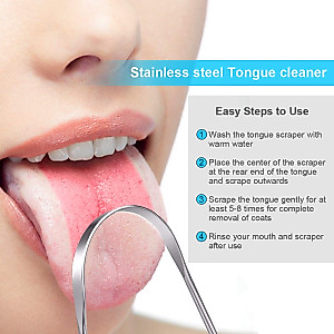 Tongue Scraper,Stocking Stuffers Tongue Cleaner For Adults,2pack Tounge Scraper Cleaner Stainless Steel Gifts For Men and Women With Case.