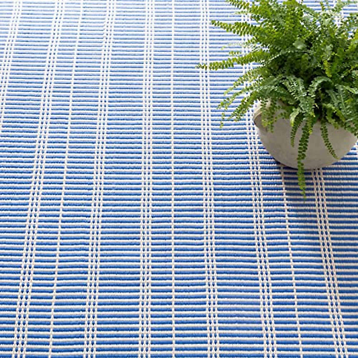 Dash and Albert Marlo French Blue Handwoven Indoor/Outdoor Rug, 8 X 10 Feet, Blue Stripe Pattern