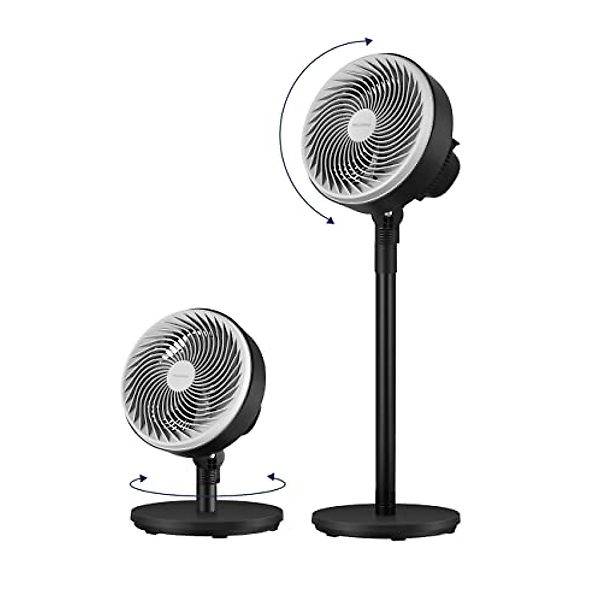 PELONIS Air Circulator Fan | 2 In 1 Table Pedestal Fan | Adjustable Height| 75-Degree Tilt |7-inch airfoil fan blades| 3 Speeds | Low Noise |Solid Base| for Home, Office, Dorm | Black