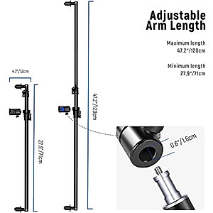NEEWER Extendable Reflector Holder Arm, Photo Studio Telescopic 27.9” to 47.2” Boom Arm 360 Degree Swivel Reflector Bracket for Product and Portrait Photography, Ideal for Studio & Outdoor Photography