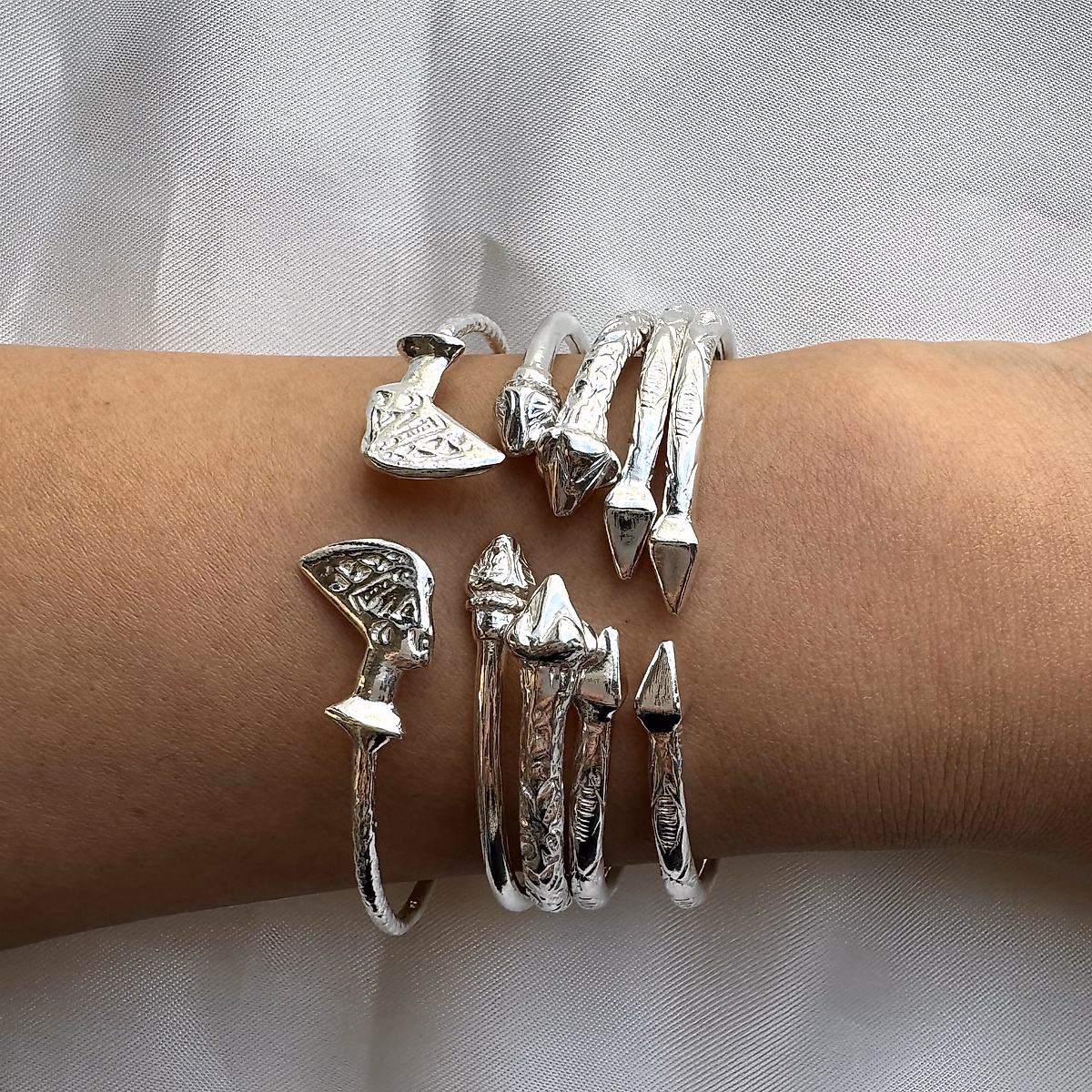 Better Jewelry Pyramid .925 Sterling Silver West Indian Bangles, Made in the Usa, 1 pair (7.5)