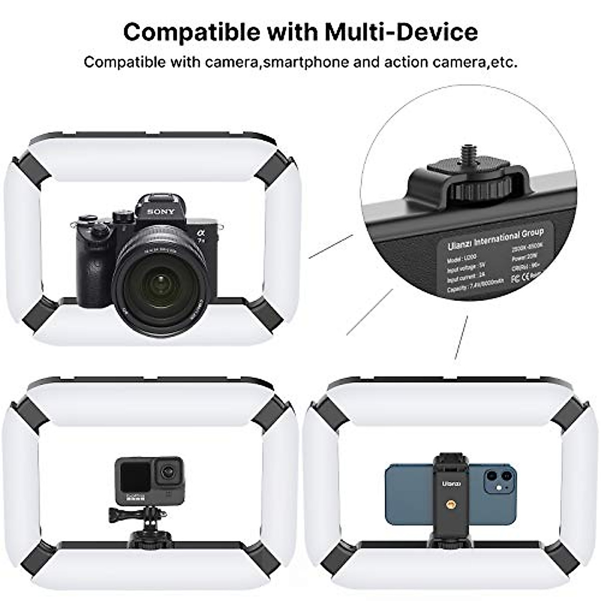 ULANZI Smartphone Video Rig with Light, Cell Phone Handheld Stabilizer with Ring Light 8500k Selfie Light for Filmaking Live Steam Tiktok YouTube Video Recording, with 8000mAh Build-in Battery