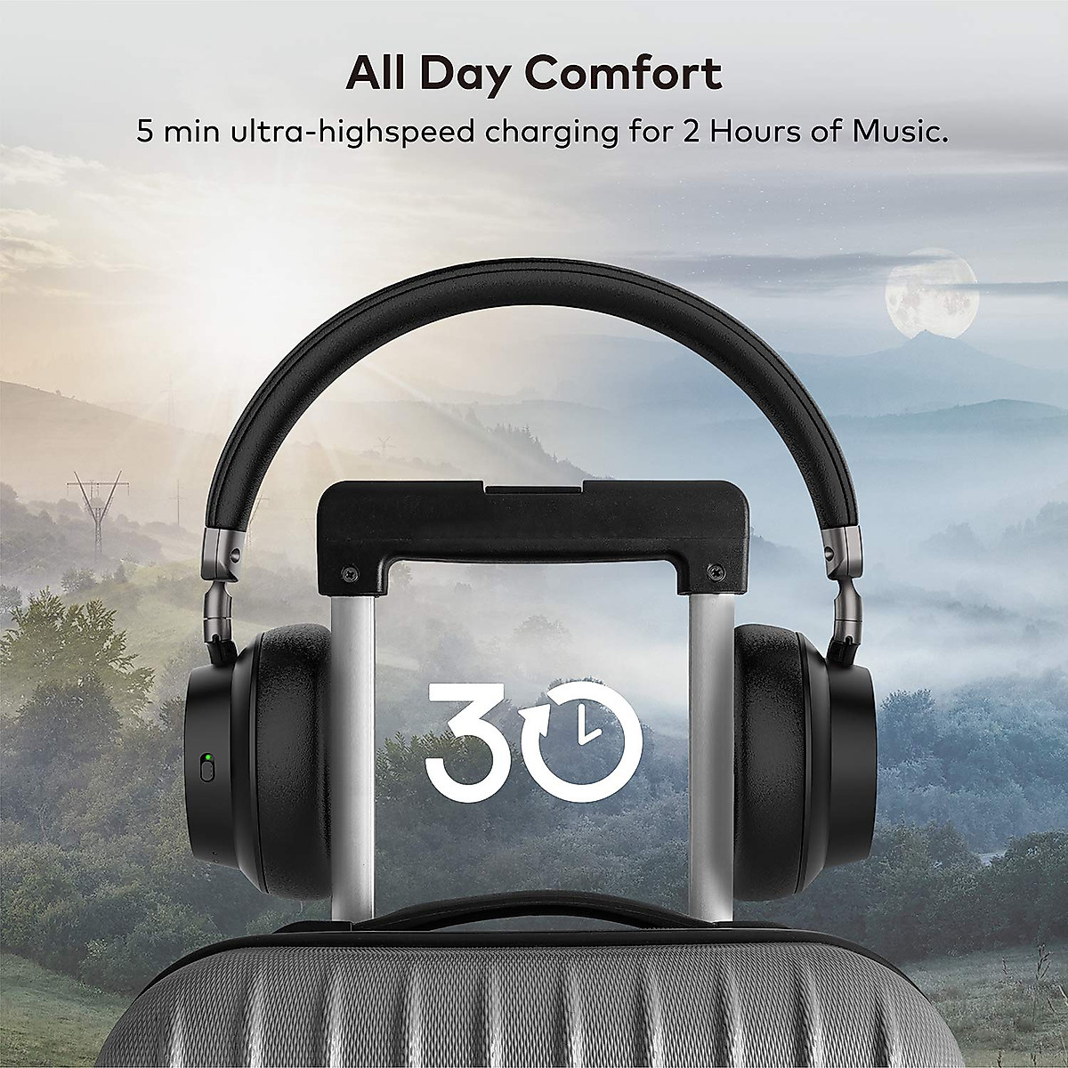 UTAXO Noise Cancelling Headphones, Bluetooth Headphones with Mic Wireless Headphones Over Ear Hi-Fi Sound/Deep Bass, Quick Charge 30H Playtime for Travel Work TV PC Cellphone