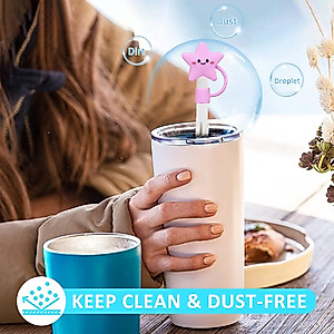 Grebest Dust-proof Straw Stopper Tumbler Cup Cover Hat Set Silicone Hats for Cups Reusable Tips Lids Fits 3040 Oz with Handle 10mm 0.4in Protective 4pcs