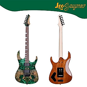 Leo Jaymz Electric Guitar Tempest Series - Mahogany Body and Burl Top,Maple Neck and Rosewood Fingerboard,Alnico V active Pickups,Wilkinson 2-point Temolo Bridge (Architect)