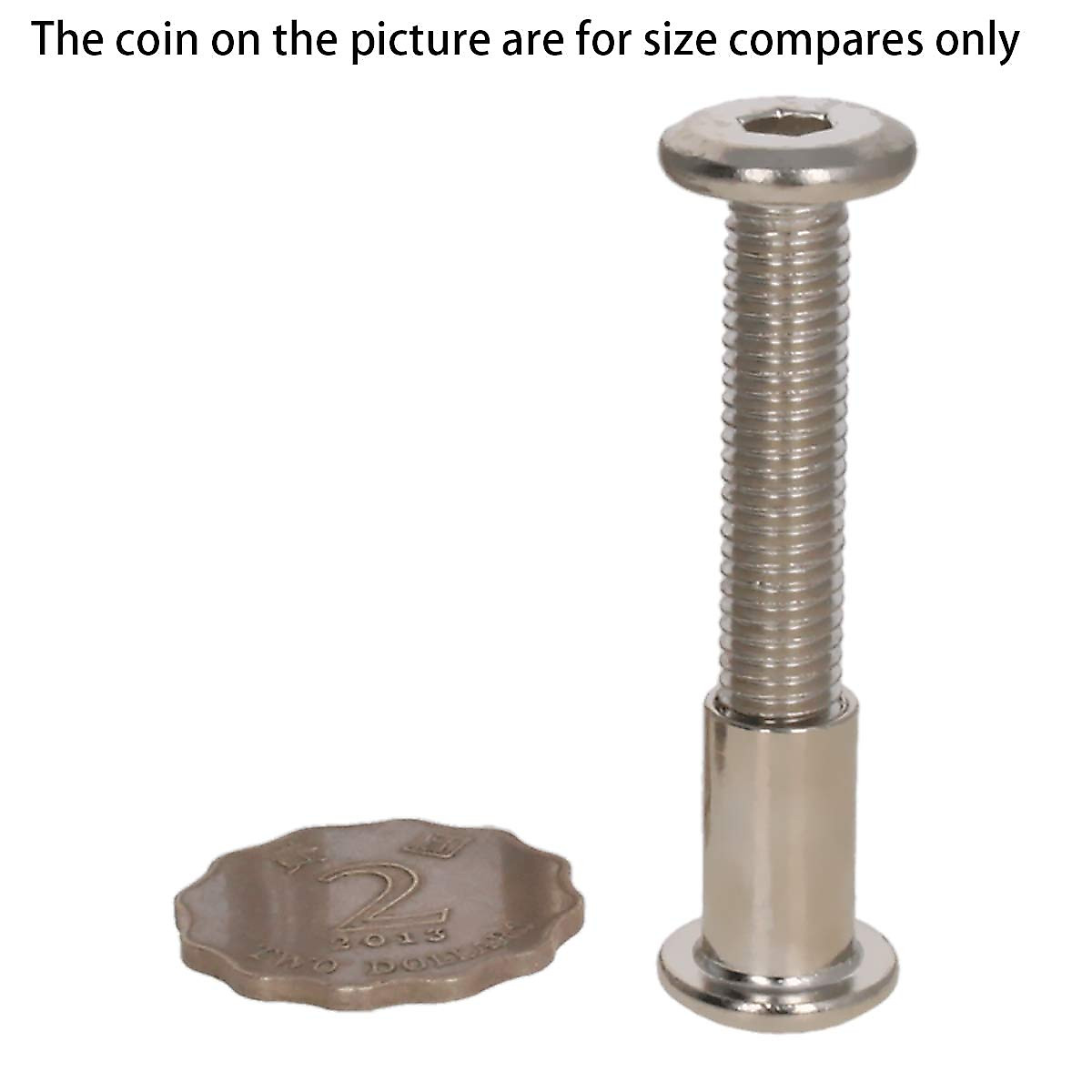 Yinpecly 5Pcs Screw Post Fit for 3/8"(10mm) Hole Dia, Male M8x50mm Belt Buckle Binding Bolts Leather Fastener Carbon Steel, Hex Socket Screws Head