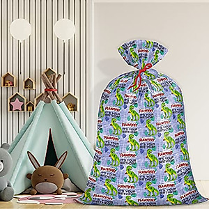 WRAPAHOLIC 56" Large Birthday Plastic Gift Bag - Dinosaurs and It Is Your Birthday Design for Baby Shower, Kids Birthdays, Parties, Celebrating, or Any Occasion - 56" H x 36" W