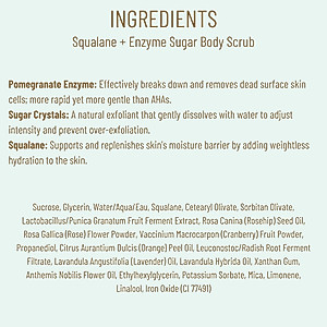 Biossance Squalane + Enzyme Sugar Body Scrub. A Powerful Yet Gentle Exfoliator with Pomegranate Enzymes to Smooth, Soften and Hydrate without Stripping Skin (6.76 fl oz)