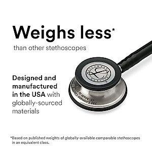 3M Littmann Classic III Monitoring Stethoscope, 5870, More Than 2X as Loud*, Weighs Less**, Stainless Steel Rainbow-Finish Chestpiece, 27" Black Tube, Stem and Headset