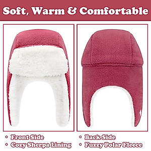 Baby Girl Winter Hat Toddler Hats for Girls Boys Sherpa Lined Trapper Hat Baby Hats and Mittens Toddler Gloves Rose 12-24 Months