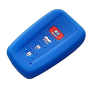 EXUNTECH 2pcs Silicone 4 Buttons Smart Key Fob Cover Remote Keyless Entry Bag Compatible with 2019 2020 2021 Toyota Highlander Camry Avalon C-HR Prius Corolla HYQ14FBC, Black Blue