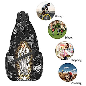 QZLAN Virgen de guadalupe Sling Bag Crossbody Chest Backpack Shoulder Daypack for Women Gym Travel Black