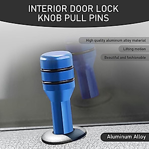 Slykew 4 PCS Car Door Lock Knobs, 0.47" x 1.93" Aluminum Alloy Inner Door Lock Pull Pins, Automotive Inner Door Pull Pins Decor, Suitable for Most Cars SUVs Accessory (Blue)