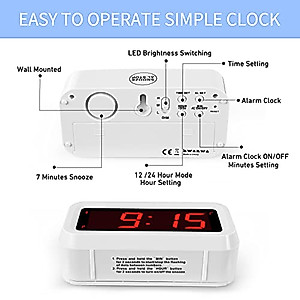 KWANWA Alarm Clock, Digital Clock, Auto Night-Mode, 3-Level Led Brightness, Battery Powered, 12/24Hr, 1.2'' Red Digits Display, Simple Alarm Clock for Kids Seniors Adults Girls Boys, Easy to Set