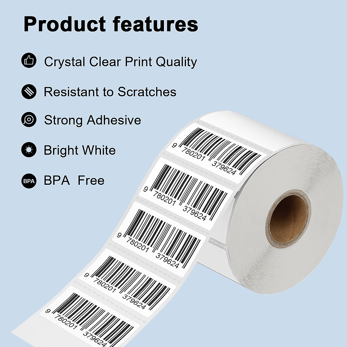 MaxGear 2.25" X 1.25" Direct Thermal Labels, Perforated UPC Barcode & FBA Address Stickers, Premium Permanent Adhesive Shipping Labels, Compatible with Rollo & Zebra (12 Rolls, 1000 Labels/Roll)