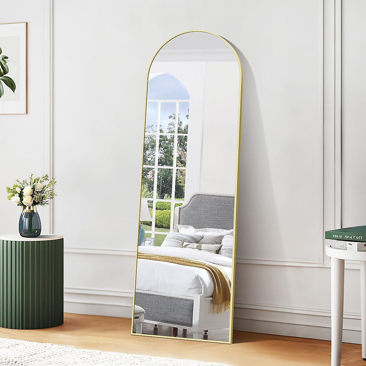 BONEWEI 64"x21" Big Wall Mirror with Stand Mounted for Bedroom/Cloakroom/Dorm Room/Bathroom/Living Room