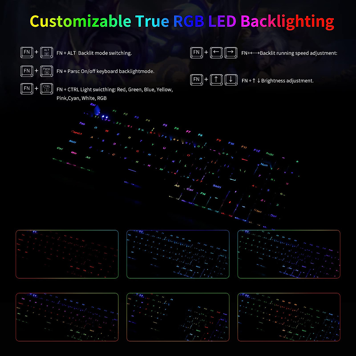 HUO JI E-YOOSO Z-19 Mechanical Gaming Keyboard with Number Pad, True RGB Backlit, 5 Pin Hot Swappable Red Switches, Pro Software Supported, Wired Compact 94 Keys for PC/Computer, Grey Black
