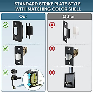 TICONN Front Door Handle Set, Heavy Duty Square Door Lever & Single Cylinder Deadbolt Combo Reversible for Entrance Exterior Doors (Matte Black)