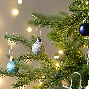 Valery Madelyn Christmas Tree Ornaments Set, 100ct Navy Blue and Silver Shatterproof Christmas Tree Decorations Bulk, 1.18 Inches Winter Wonderland Hanging Ball Ornaments for Xmas Trees Holiday Decor