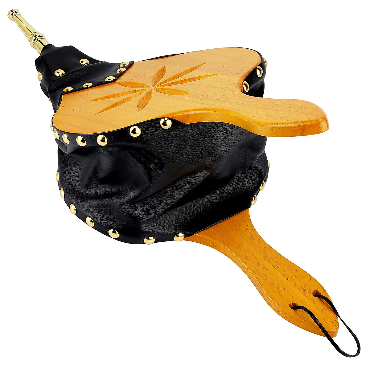 TJ.Moree Fireplace Bellows Indoor 19"x 8" Large Wood Fire Blower with Hanging Strap, Long Handle, Metal Nozzle, Great Tool for Fireplace, Fire Pit, Wood Stove, BBQ, Outdoor Camping - Carving