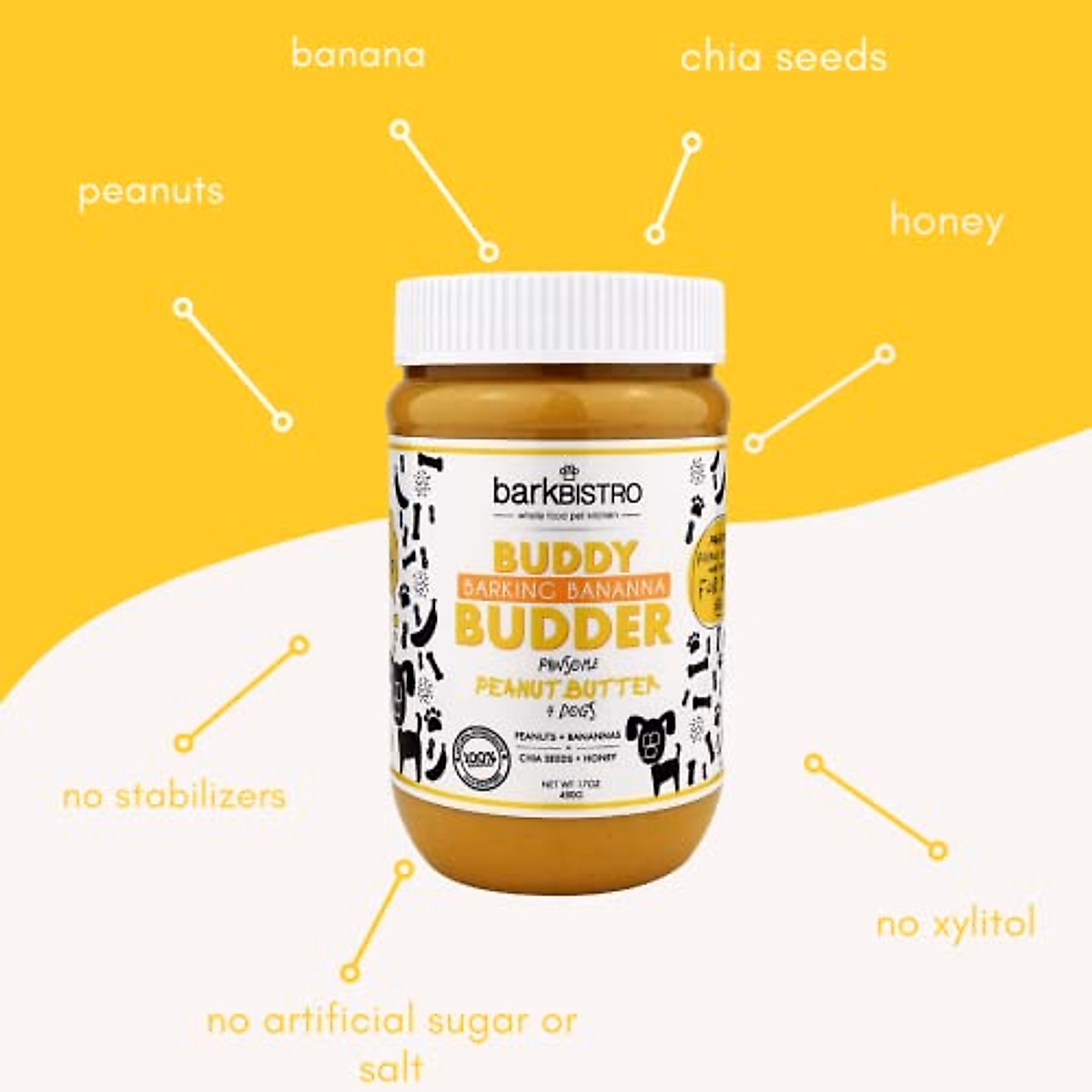 Bark Bistro Company, Superberry Snoot + Barkin' Banana, 100% Natural Dog Peanut Butter, Healthy Dog Treats, Stuff in Dog Toy, Dog Enrichment - Made in USA (Set of 2 / 17oz Jars)